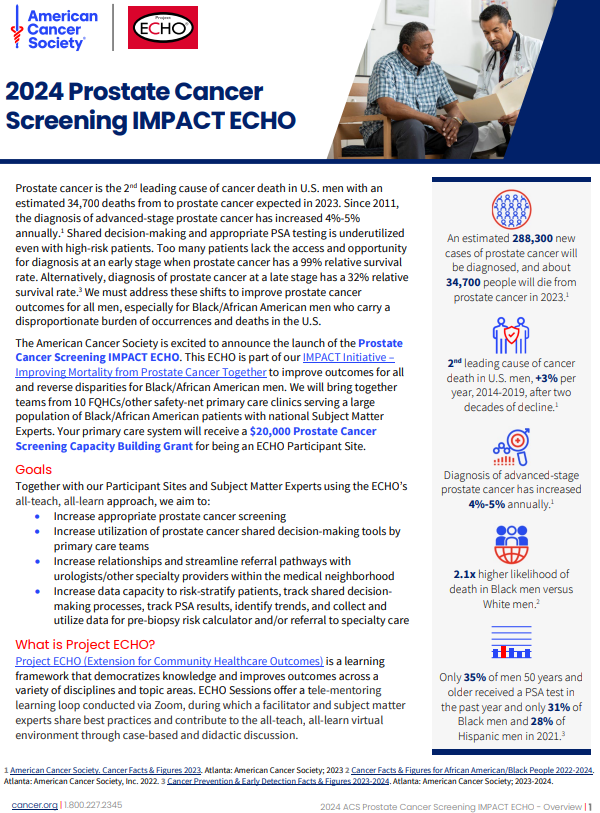 Prostate Cancer Screening IMPACT ECHO Project Overview - American Cancer Society ECHO